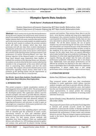 Olympics Sports Data Analysis | PDF