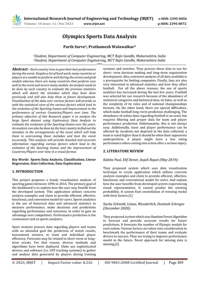 Olympics Sports Data Analysis | PDF