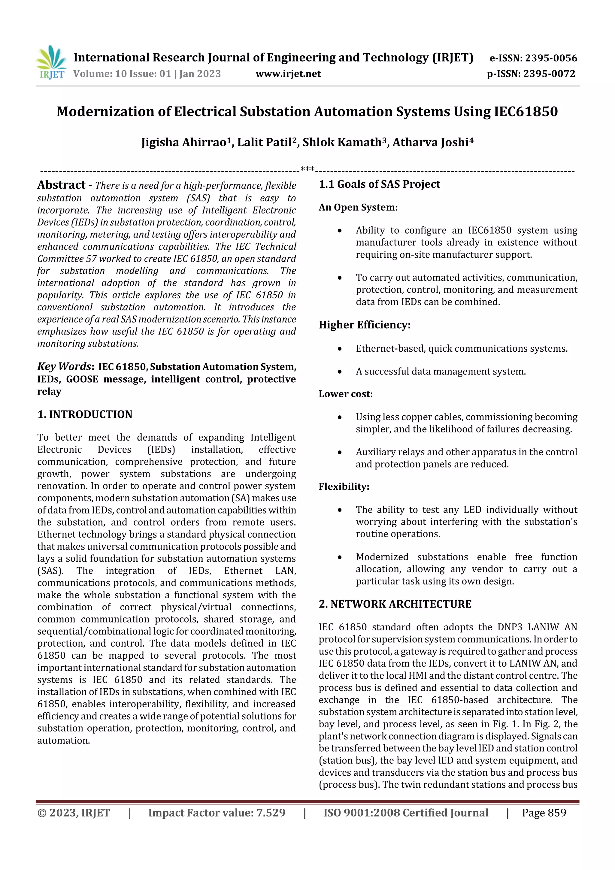 Modernization of Electrical Substation Automation Systems Using IEC61850 | PDF