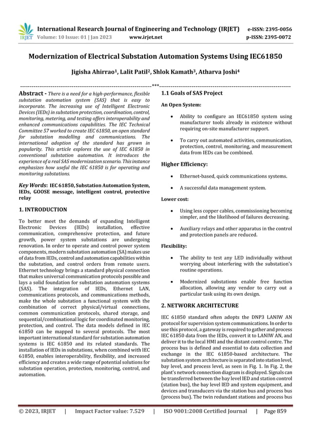 Modernization Of Electrical Substation Automation Systems Using Iec61850 Pdf