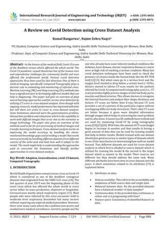 A Review on Covid Detection using Cross Dataset Analysis | PDF