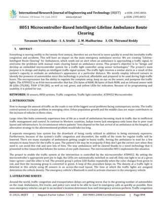 8051 Microcontroller-Based Intelligent-Lifeline Ambulance Route Clearing | PDF