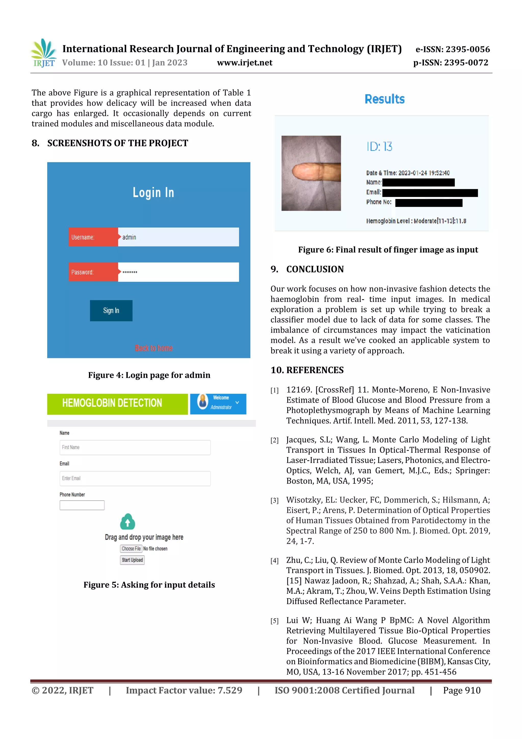 Real-time and Non-Invasive Detection of Haemoglobin level using CNN | PDF
