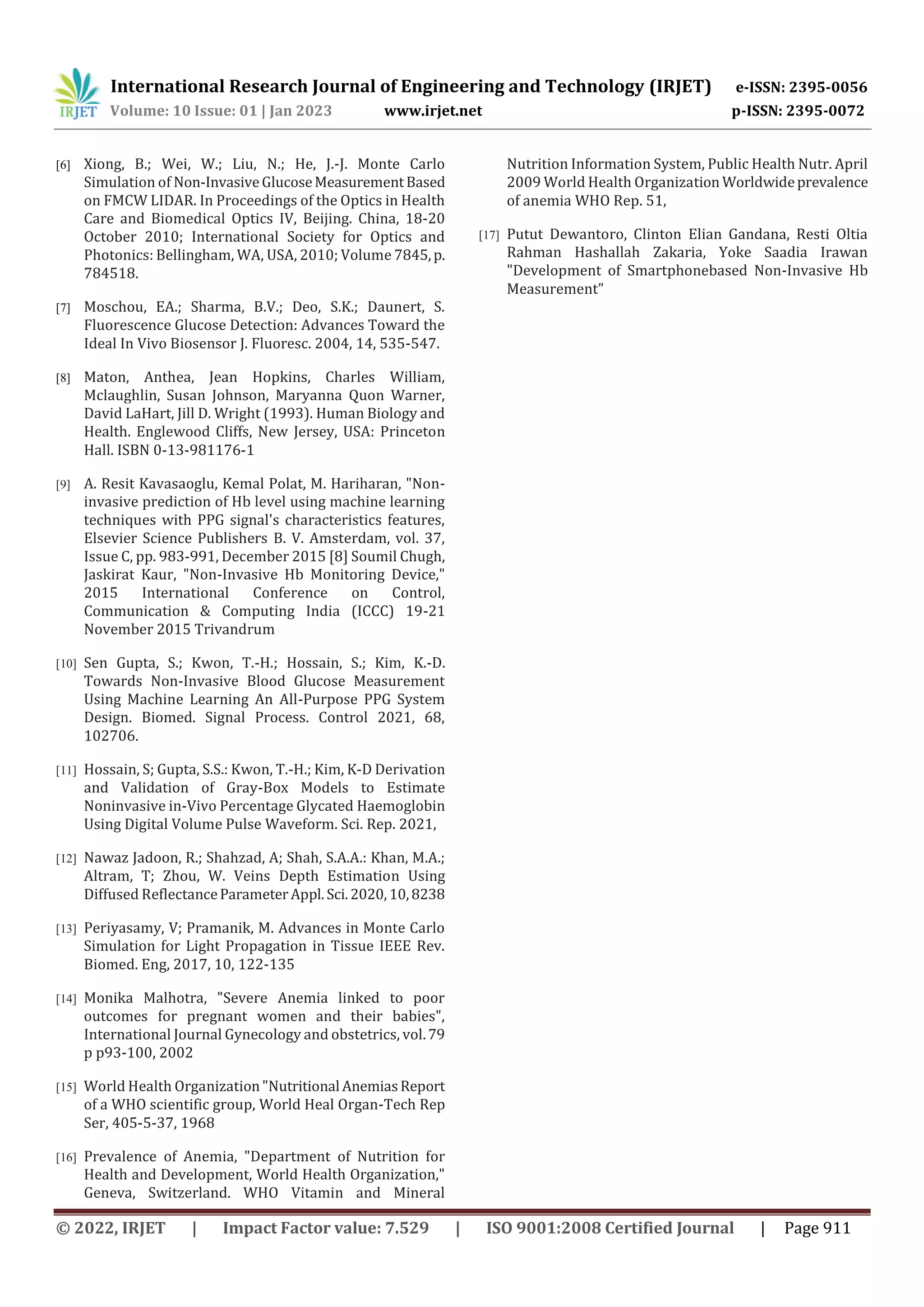 Real-time and Non-Invasive Detection of Haemoglobin level using CNN | PDF