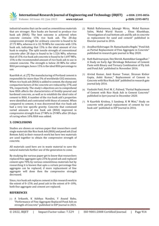 Examining the Use of Pond Ash and Rice Husk Ash (RHA) in Place of ...