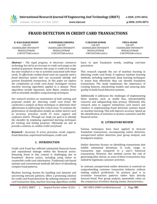 FRAUD DETECTION IN CREDIT CARD TRANSACTIONS | PDF