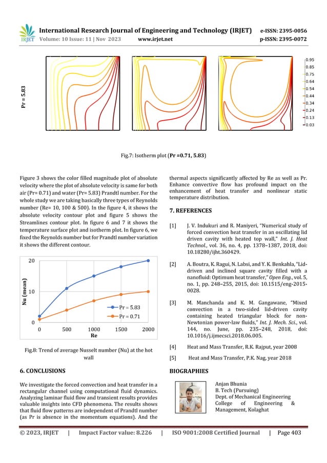 FORCED CONVECTIVE HEAT TRANSFER IN A LID-DRIVEN CAVITY | PDF