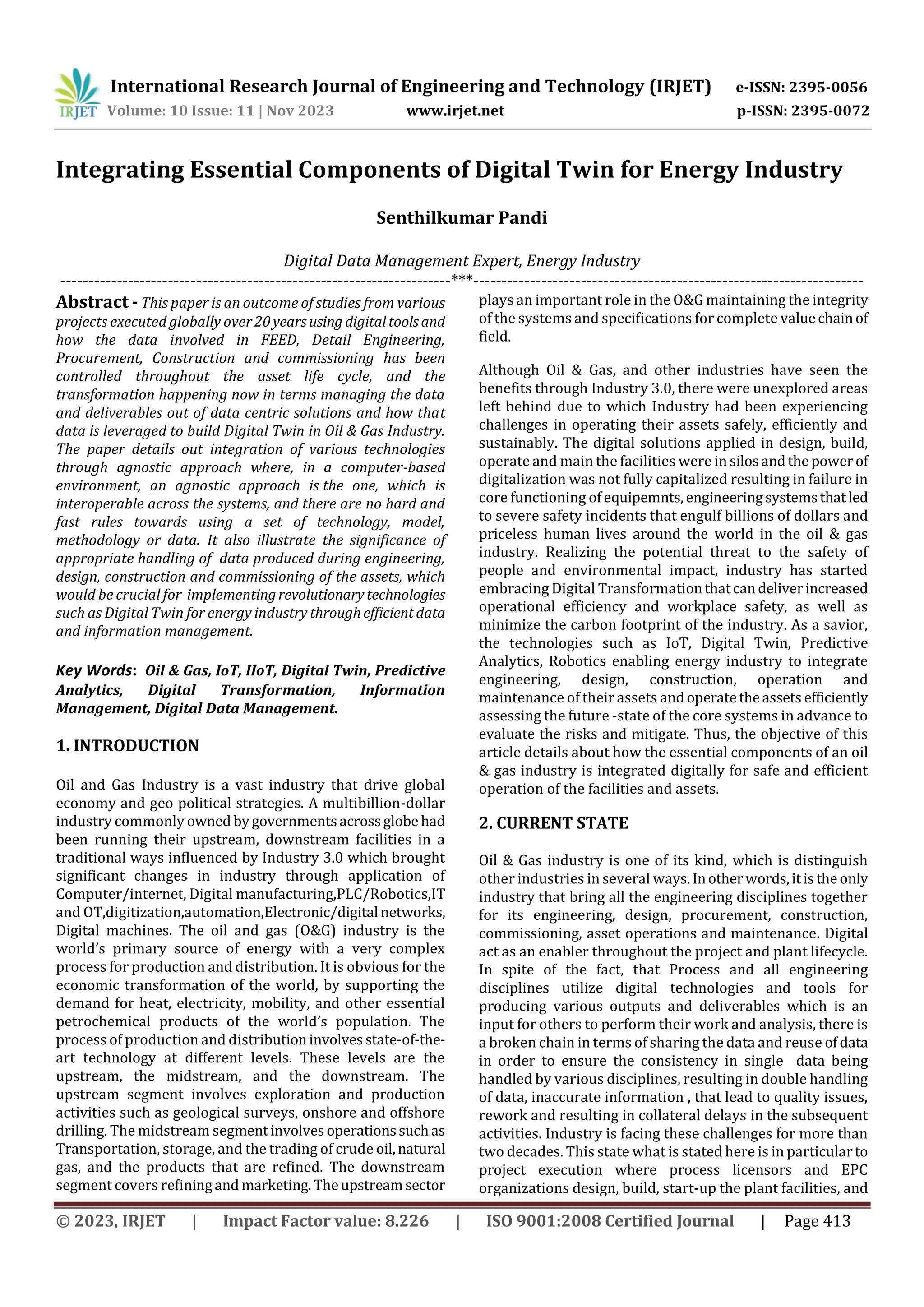 Integrating Essential Components of Digital Twin for Energy Industry | PDF