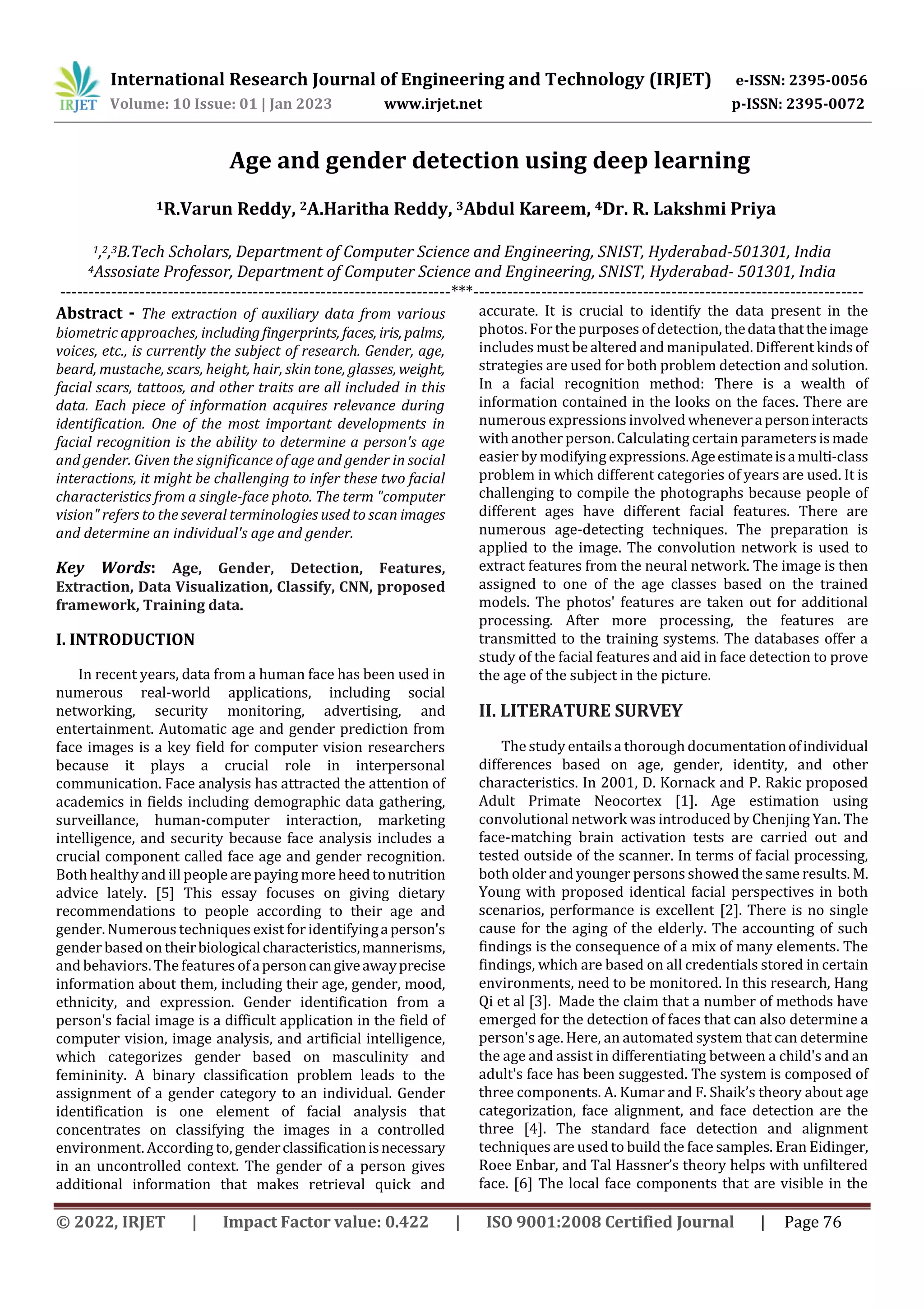 Age And Gender Detection Using Deep Learning Pdf