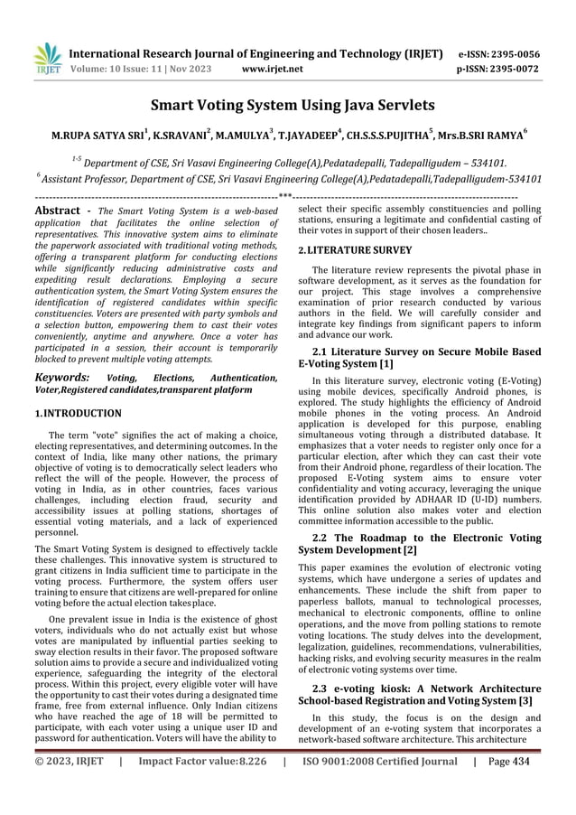 Smart Voting System Using Java Servlets Pdf