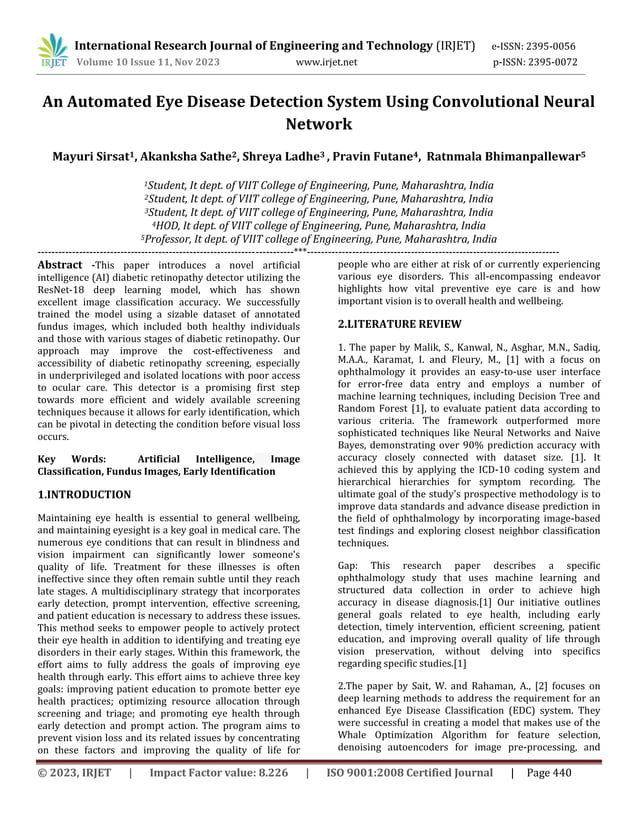 An Automated Eye Disease Detection System Using Convolutional Neural Network | PDF