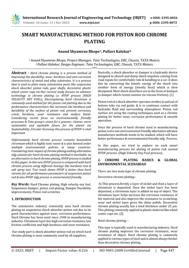 SMART MANUFACTURING METHOD FOR PISTON ROD CHROME PLATING | PDF | Auto ...