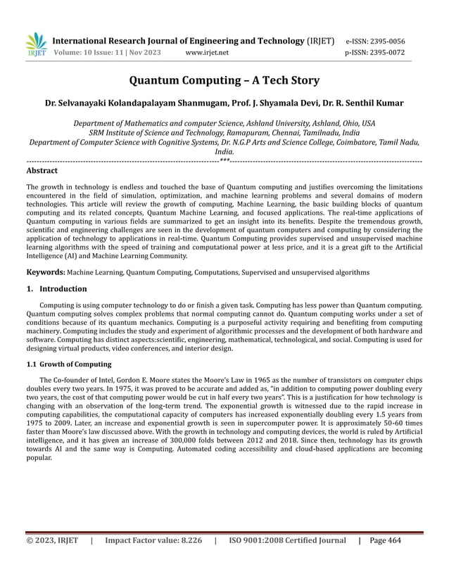 Quantum Computing – A Tech Story | PDF | Technology Industry | Industries