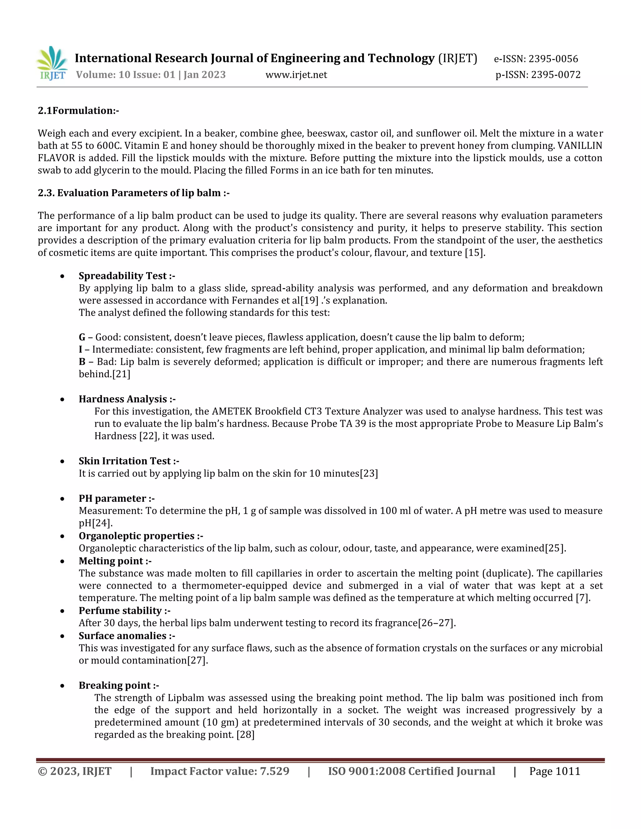 FORMULATION OF NATURAL LIP BALM | PDF