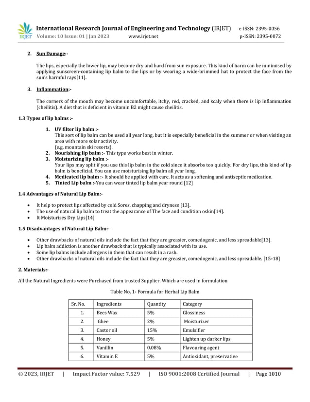 FORMULATION OF NATURAL LIP BALM | PDF