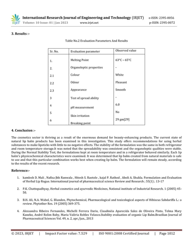 FORMULATION OF NATURAL LIP BALM | PDF