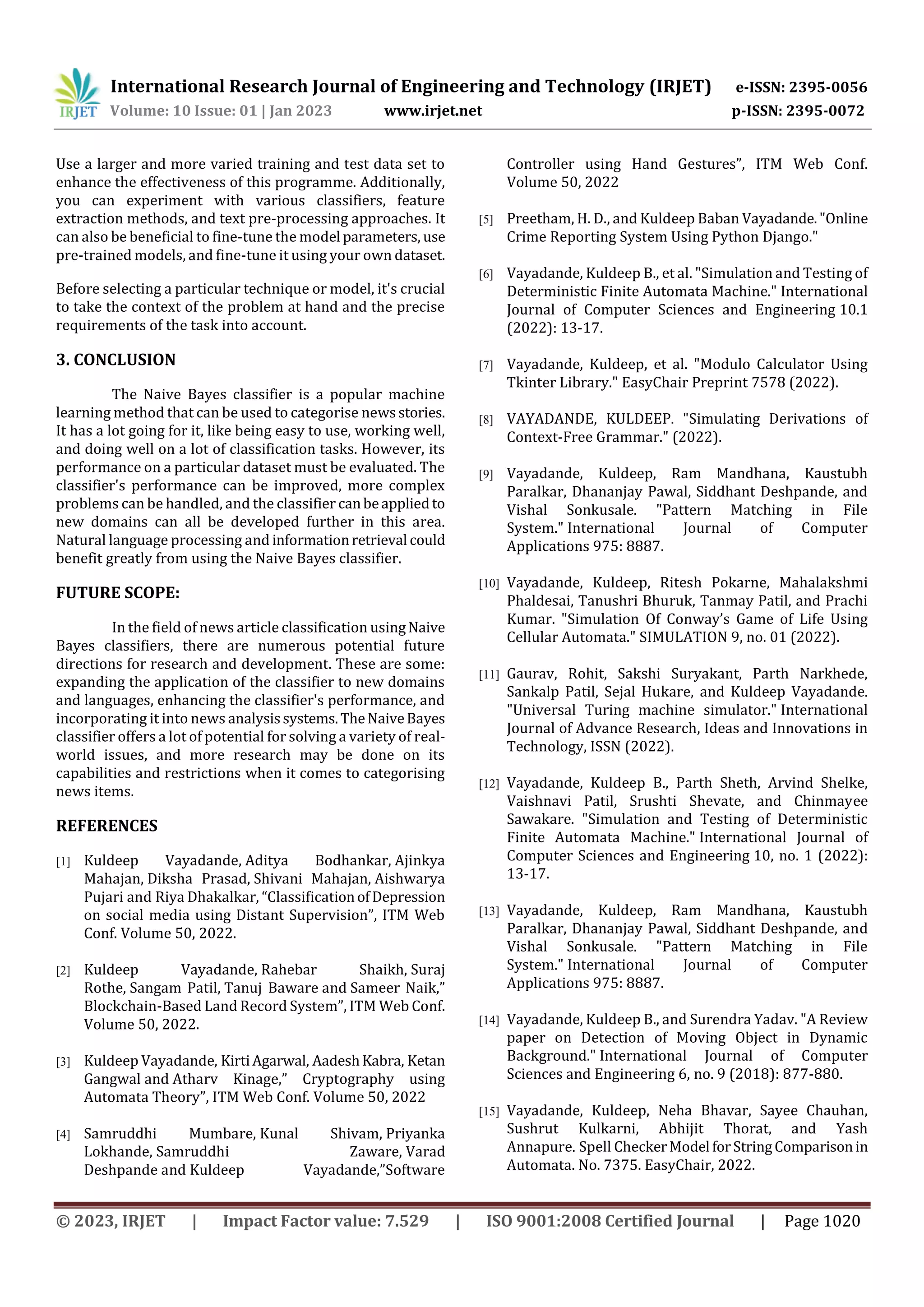 News Article Classification Using Naive Bayes Algorithm Pdf Technology And Computing