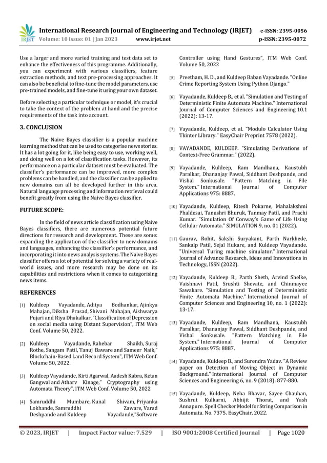 News Article Classification Using Naive Bayes Algorithm Pdf Technology And Computing