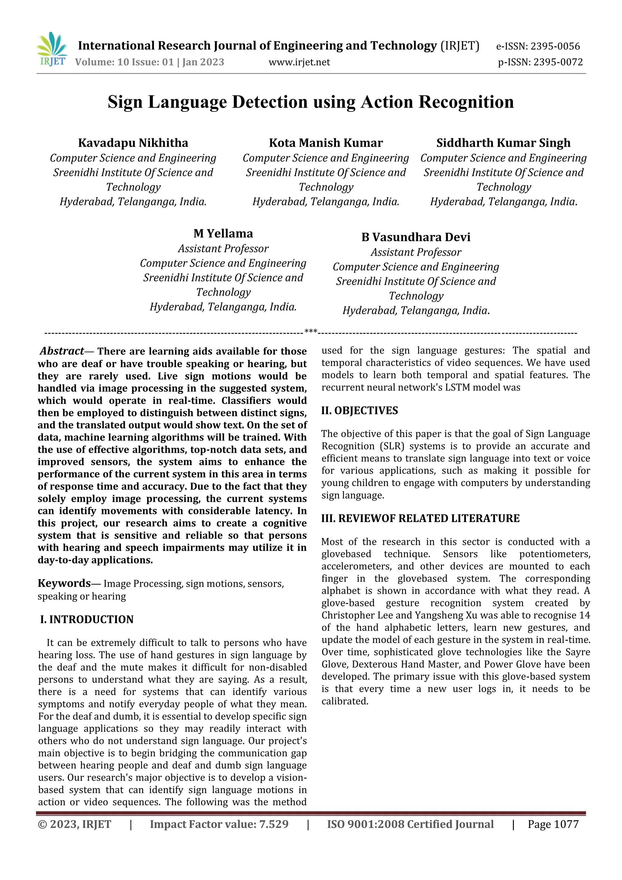 Sign Language Detection Using Action Recognition Pdf