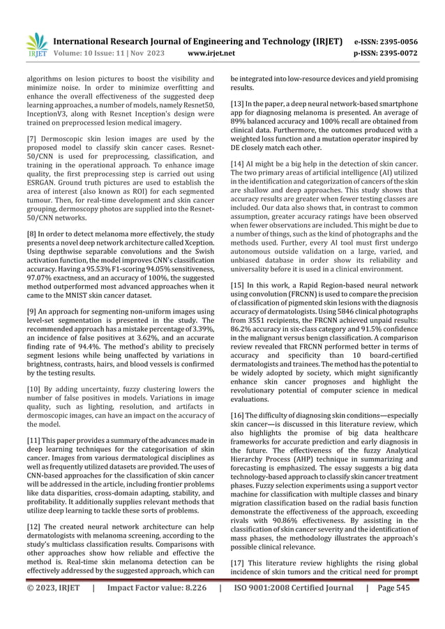 SKIN CANCER DETECTION AND SEVERITY PREDICTION USING DEEP LEARNING | PDF ...