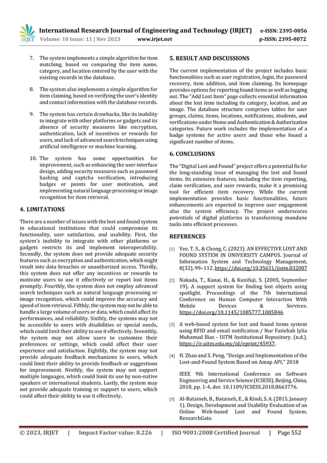 Digital Lost and Found Item Portal | PDF