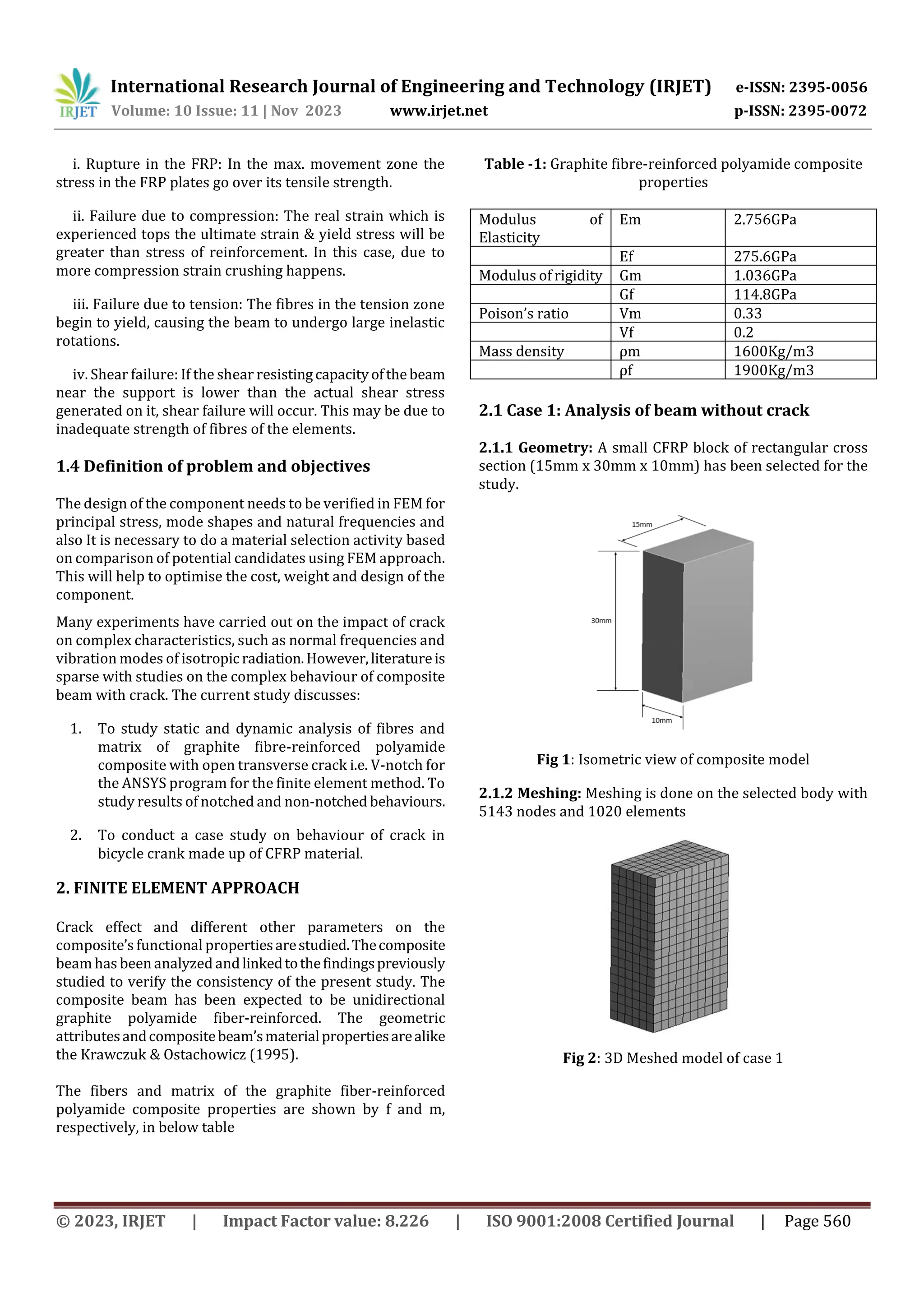 Static structural and dynamic analysis of cracks in composite materials ...
