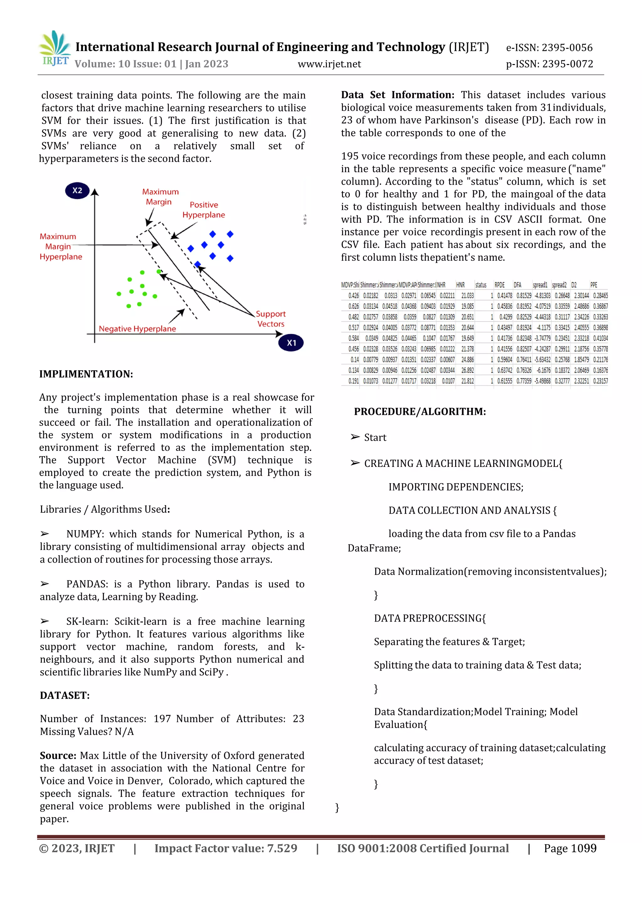 Parkinson’s Disease Detection By MachineLearning Using SVM | PDF