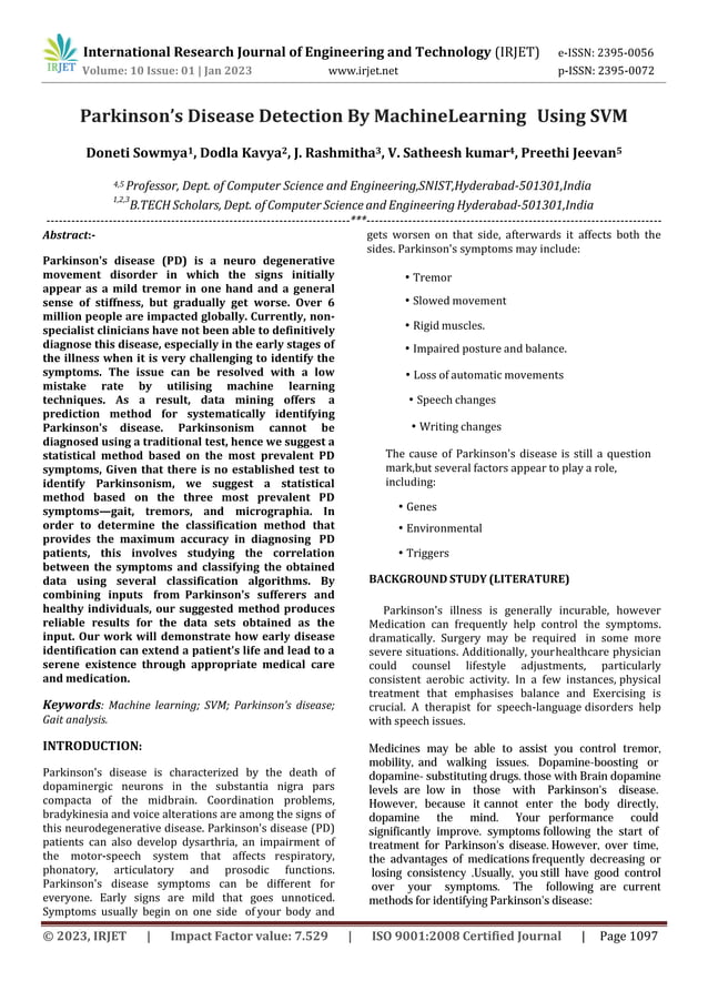 Parkinson’s Disease Detection By MachineLearning Using SVM | PDF | Brain and Nervous System ...