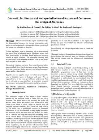 Domestic Architecture of Kodagu- Influence of Nature and Culture on the ...