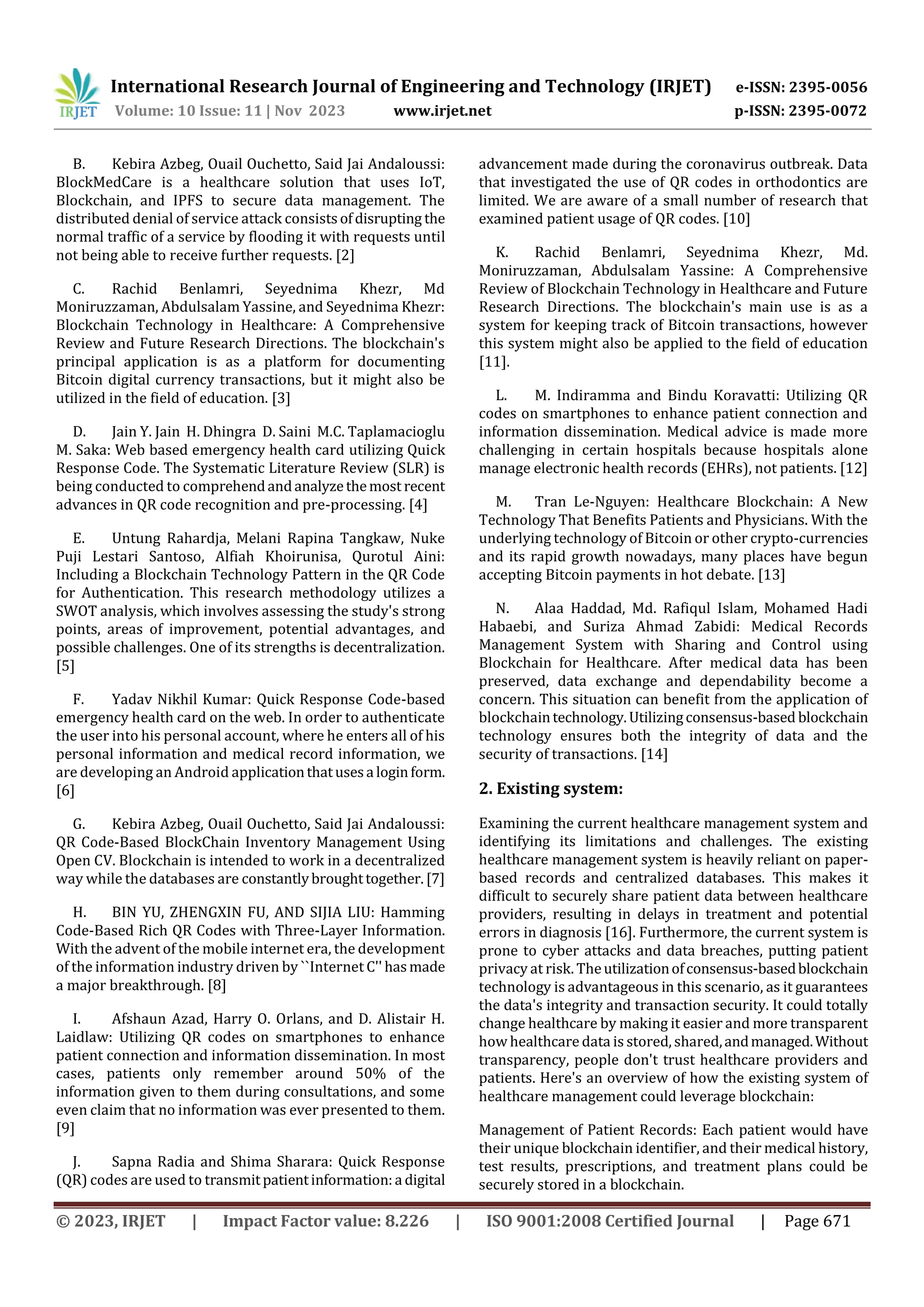 Healthcare Management with QR Code using BlockChain | PDF