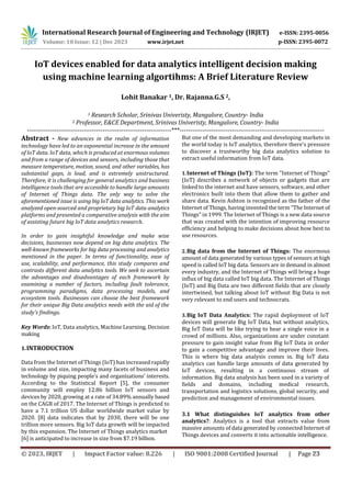 IoT devices enabled for data analytics intelligent decision making ...
