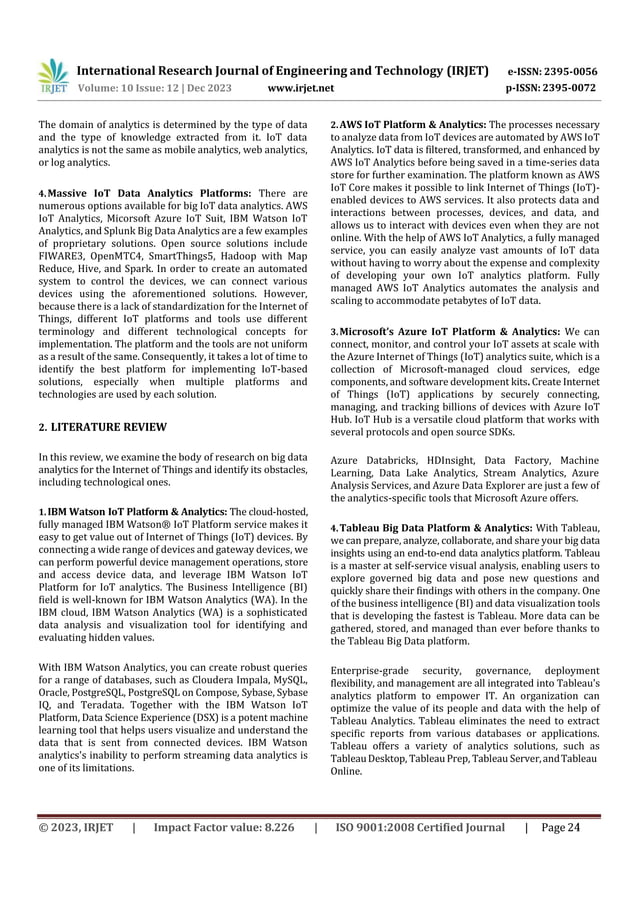 Iot Devices Enabled For Data Analytics Intelligent Decision Making Using Machine Learning