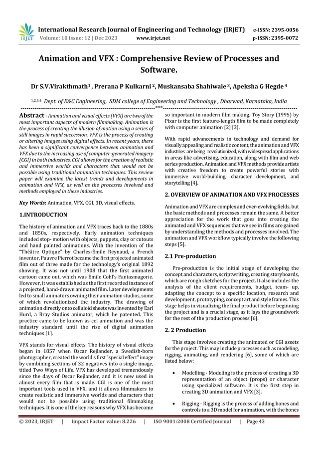 Animation and VFX : Comprehensive Review of Processes and Software. | PDF | Graphics Software ...