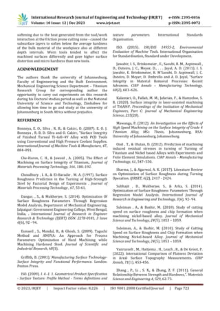 Analysis of Surface Roughness, Micro hardness Transition and Specific Energy use Relationship ...