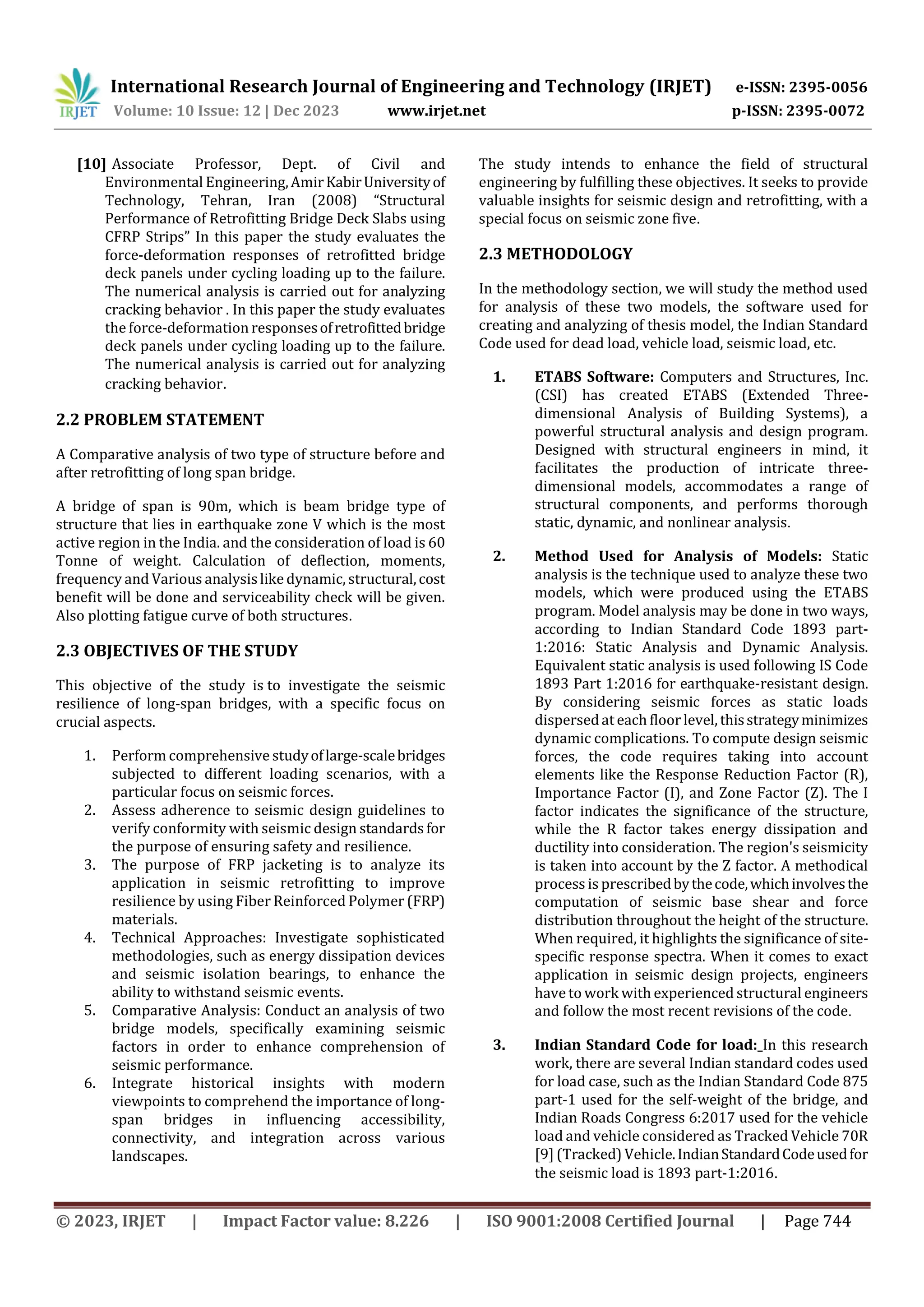 SEISMIC ANALYSIS OF LONG SPAN BRIDGE AND EXTERNAL SUBSTRUCTURE RETROFITING TECHNOLOGIES | PDF