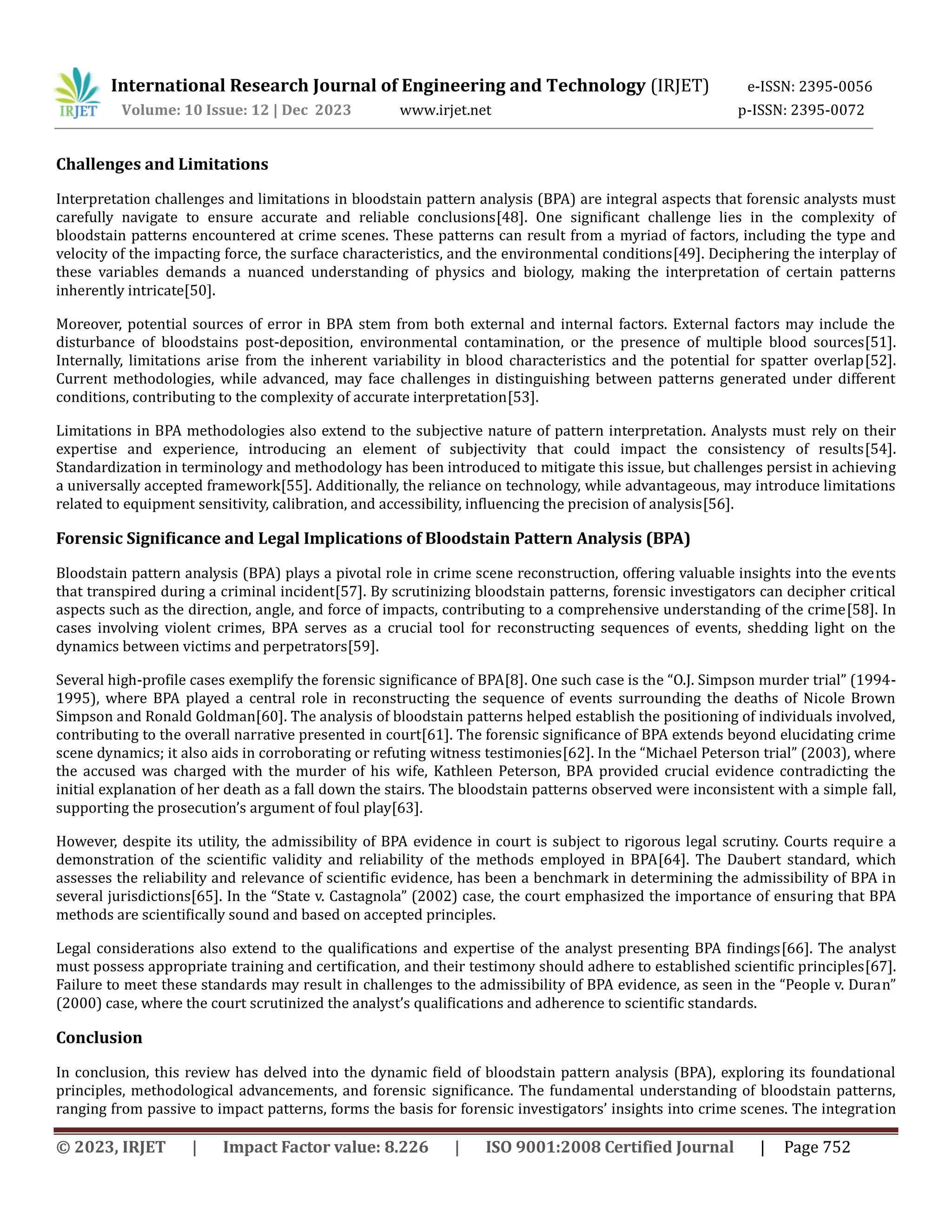 Current Trends in Bloodstain Pattern Analysis and its Forensic ...