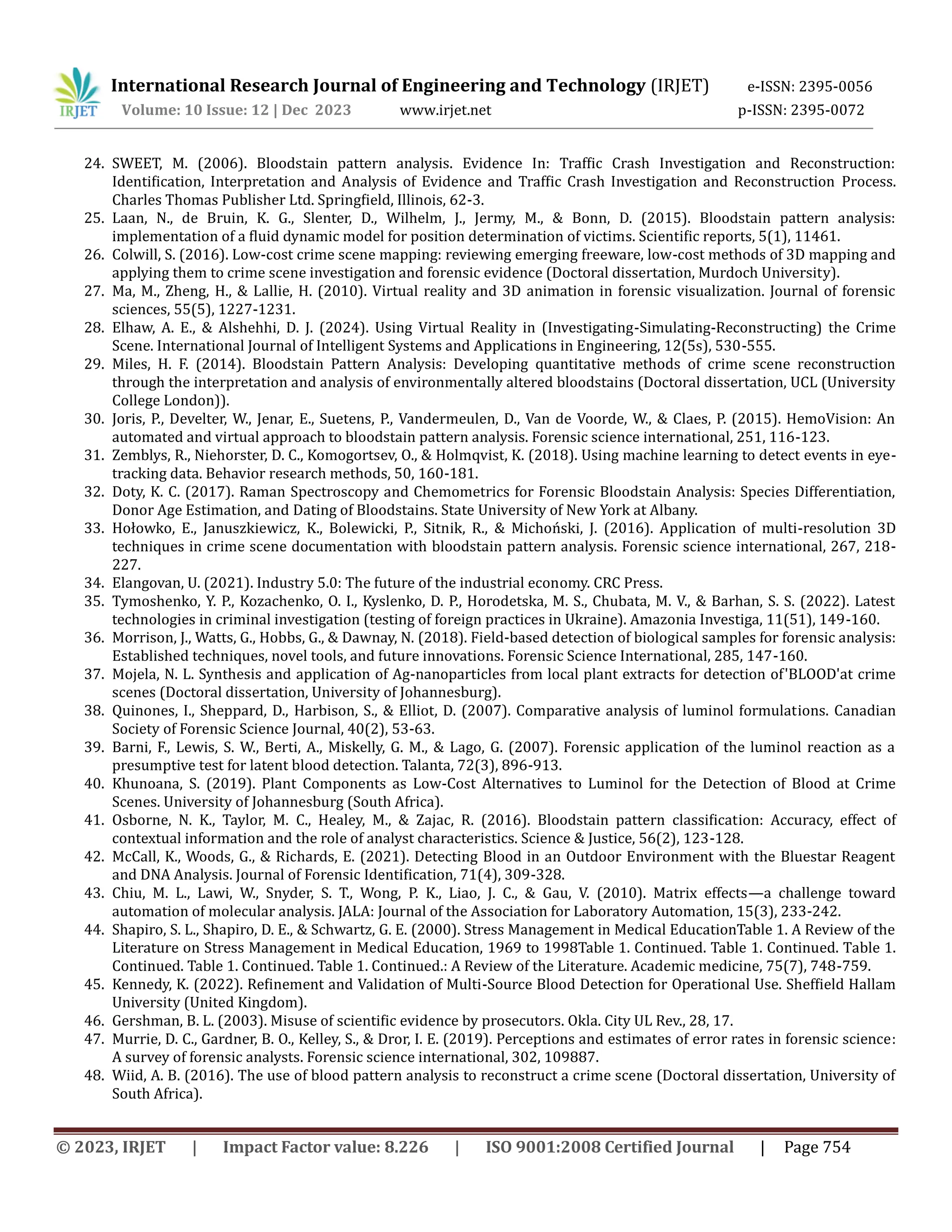 Current Trends in Bloodstain Pattern Analysis and its Forensic Significance | PDF