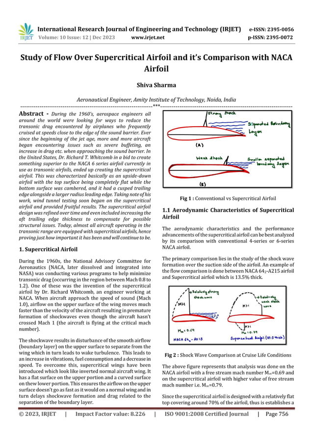 Study of Flow Over Supercritical Airfoil and it’s Comparison with NACA Airfoil | PDF