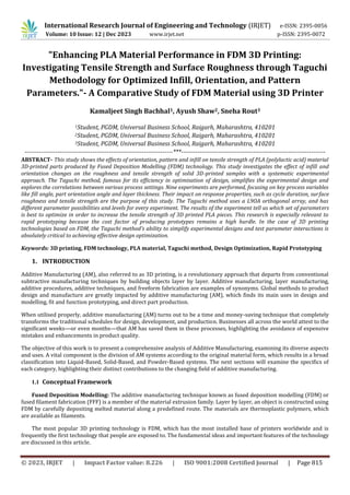Enhancing PLA Material Performance in FDM 3D Printing: Investigating Tensile Strength and ...