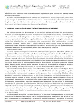 Application and Development Trend of Evidence-based Research Methods in Research Management | PDF