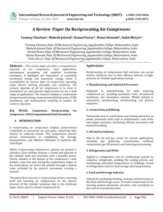 A Review Paper On Reciprocating Air Compressor | PDF | Science