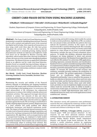CREDIT CARD FRAUD DETECTION USING MACHINE LEARNING | PDF