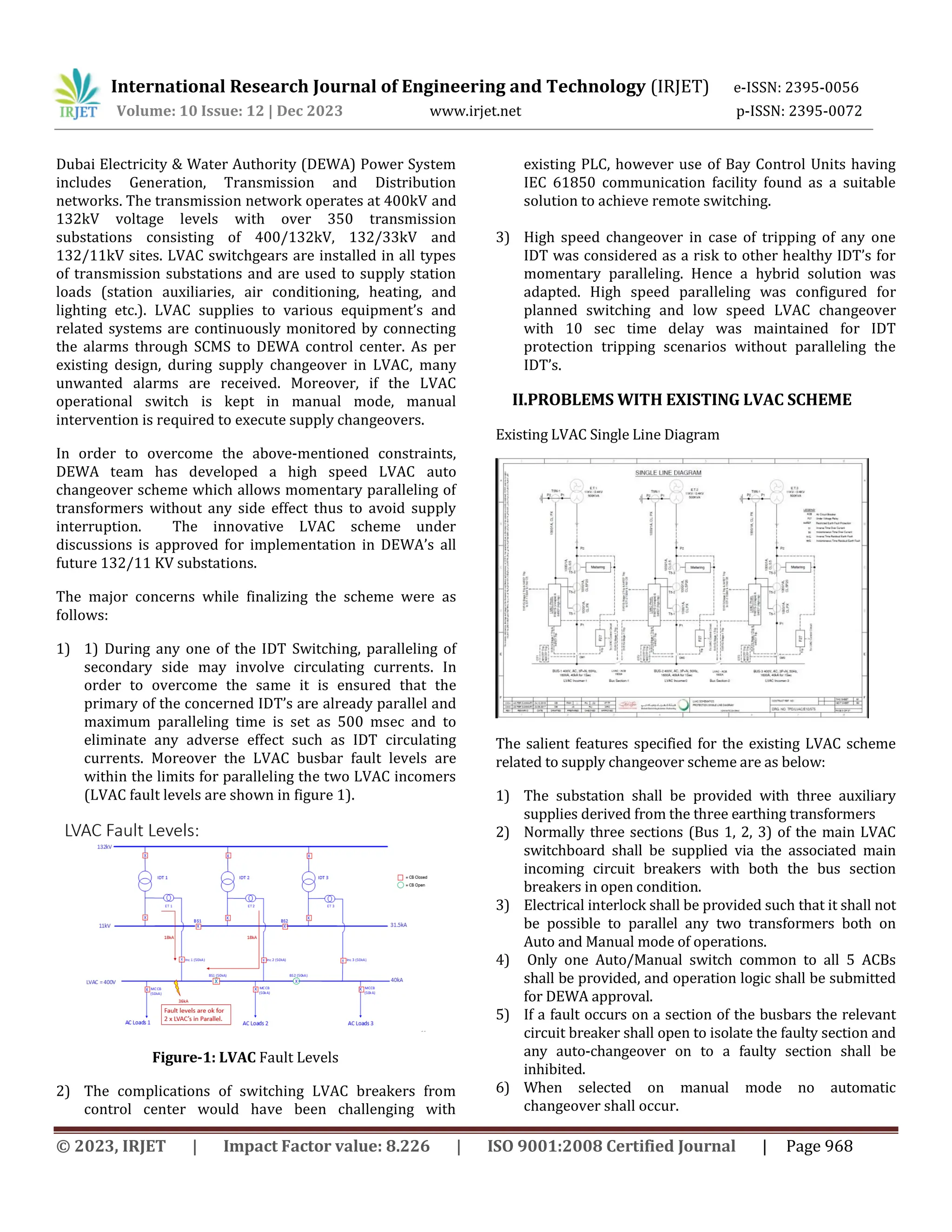 Introduction of LVAC Auto Change Over Scheme in DEWA Transmission System | PDF