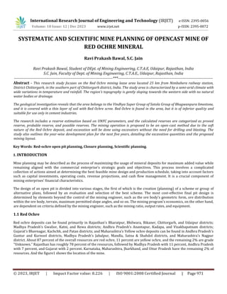 SYSTEMATIC AND SCIENTIFIC MINE PLANNING OF OPENCAST MINE OF RED OCHRE ...