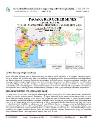 SYSTEMATIC AND SCIENTIFIC MINE PLANNING OF OPENCAST MINE OF RED OCHRE ...