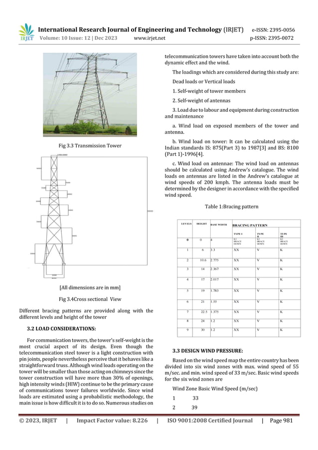 Design of cell transmission tower with different bracing patterns | PDF