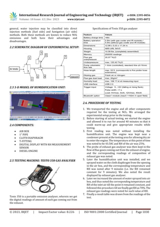 INLET AIR HUMIDIFICATION TECHNIQUE IN CI ENGINES- FOR REDUCTION OF NOx ...
