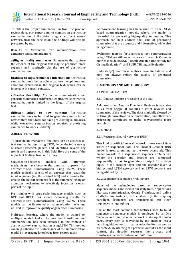Text Summarization Of Food Reviews Using Abstractivesummarization And