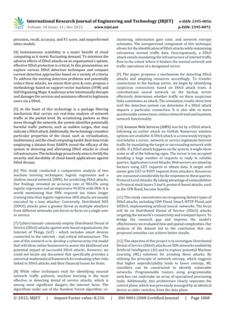 Cybersecurity Threat Detection of Anomaly Based DDoS Attack Using Machine Learning | PDF