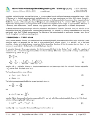 DTM-Pade Approximation to Analyse the Powell-Eyring Fluid Flow Over a Linear Stretching Sheet | PDF